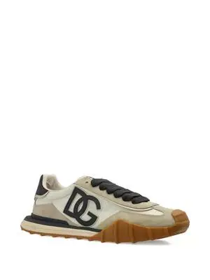 Dolce & Gabbana Leather Sneakers With Logo Appliqu