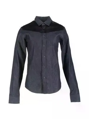 Saint Laurent Leather-trim Long-sleeve Shirt