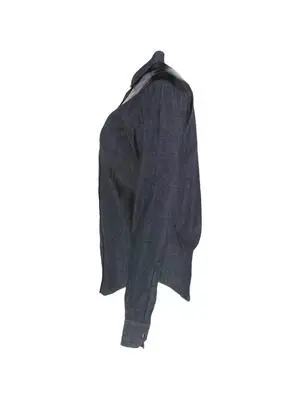 Saint Laurent Leather-trim Long-sleeve Shirt