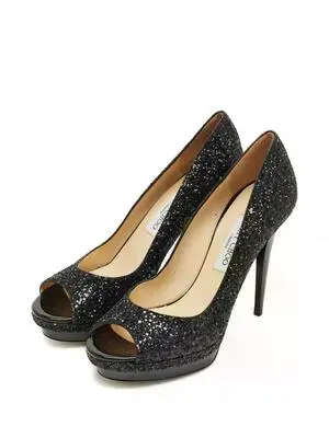 JIMMY CHOO Luna Glitter Platform Pumps