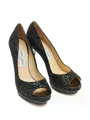 JIMMY CHOO Luna Glitter Platform Pumps