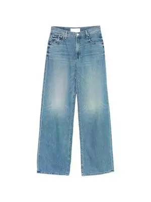 MOTHER Spinner Zip Sneak Wide-leg Jeans - Blue