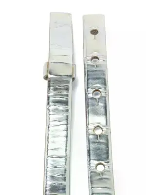 Oscar De La Renta Leather Crystal Belt - Silver