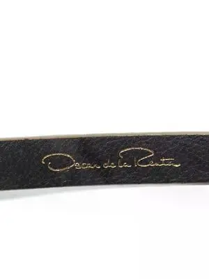 Oscar De La Renta Leather Crystal Belt - Silver