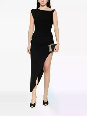 Elisabetta Franchi Crêpe Jersey One-shoulder Dress With Jewel Detail - Black