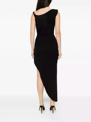 Elisabetta Franchi Crêpe Jersey One-shoulder Dress With Jewel Detail - Black