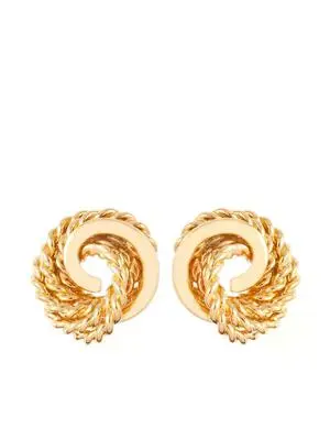 SUSAN CAPLAN 1980s Monet Twisted Clip-on Earrings - Gold