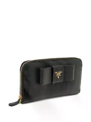 Prada Bow Leather Continental Wallet - Black