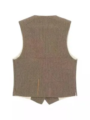 FORTELA Demi Herringbone Single-breasted Waistcoat - Brown