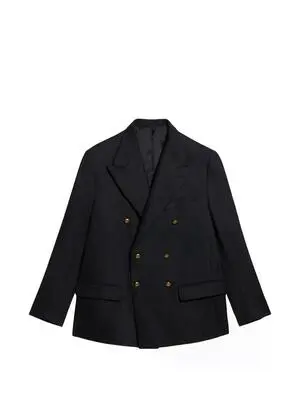 FORTELA Double-breasted Flap Pocket Blazer - Black