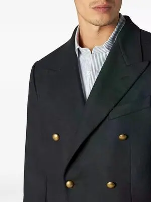 FORTELA Double-breasted Flap Pocket Blazer - Black