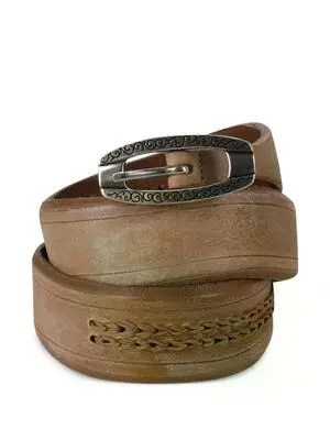 FORTELA Engraved Buckle Leather Belt