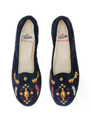 FORTELA Frutate Friulane Embroidered Ballet Flats - Blue