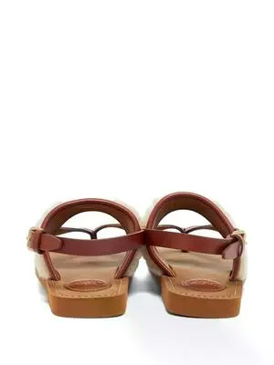 Chloé Fur And Leather Thong Sandals