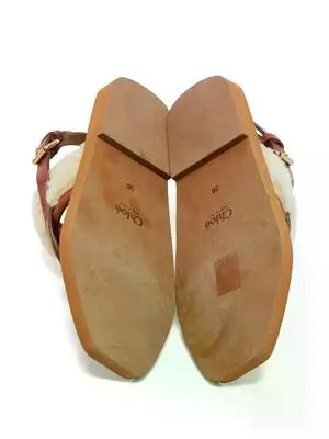 Chloé Fur And Leather Thong Sandals