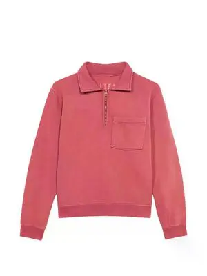 FORTELA Polo-collar Pocket Zip-up Polo Shirt - Red