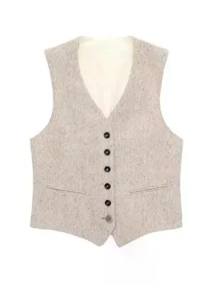 FORTELA Demi Button-front Single-breasted Waistcoat - Neutrals