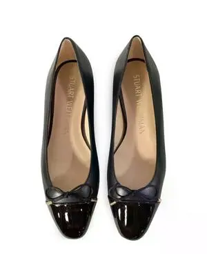 STUART WEITZMAN Bow-detail Leather Flat Pumps