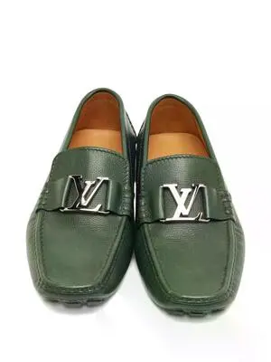 LOUIS VUITTON Leather Monogram Loafers