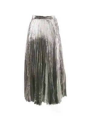 Celine Lamé Plissé Midi Skirt