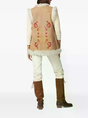 FORTELA Donna Floral-embroidered Shearling Vest
