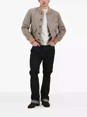 FORTELA Cruiser Bomber Jacket With Herringbone Pattern And Ribbed Trim - Neutrals