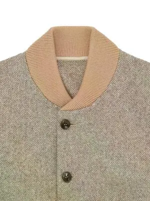 FORTELA Cruiser Bomber Jacket With Herringbone Pattern And Ribbed Trim - Neutrals
