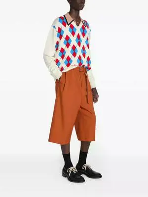 Dries Van Noten Belted Wool Shorts - Orange