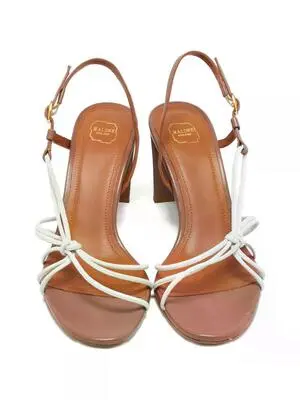 MALONE SOULIERS Leather Slingback Block Heel Sandals With Knot Detail