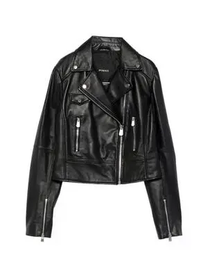 Pinko Zip Leather Jacket - Black