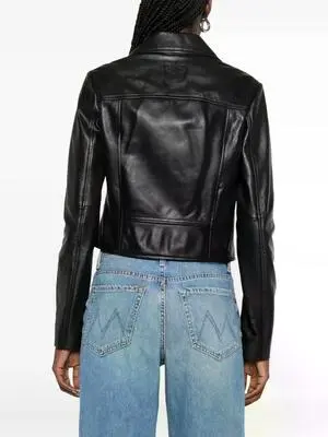 Pinko Zip Leather Jacket - Black