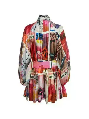 Zimmermann Poster-print Pleated Mini Dress