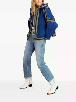 FORTELA Hooded Embellished Poncho - Blue
