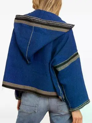 FORTELA Hooded Embellished Poncho - Blue