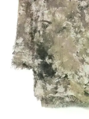 Avant Toi Camouflage-print Frayed Scarf