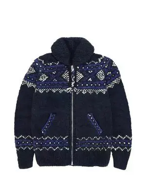 FORTELA Chamula Pattern Zip-fastening Cardigan - Blue