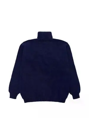 FORTELA Ribbed Virgin Wool Turtleneck Sweater - Blue