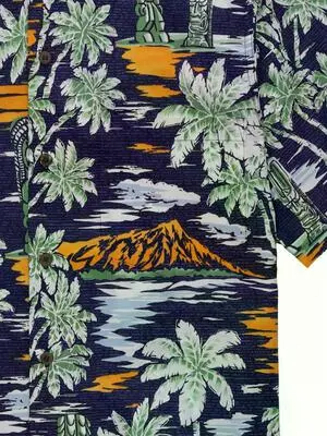 FORTELA Tikisunset Coconut-button Tropical-print Shirt