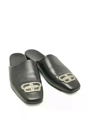 Balenciaga Bb Emblem Leather Mules