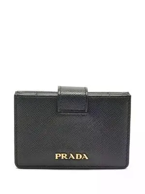 Prada Logo-plaque Leather Card Case - Black