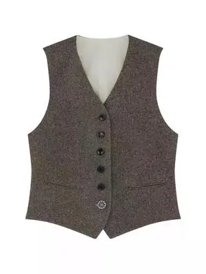 FORTELA Demi Single-breasted Vest - Brown