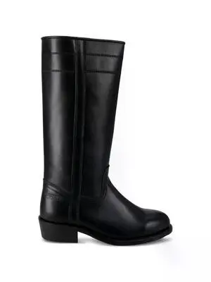 FORTELA Becerro Camperos Leather Cowboy Boots - Black