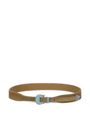 FORTELA Stone-embellished Leather Belt - Brown