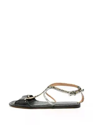 Chloé Embossed Leather Sandals - Black