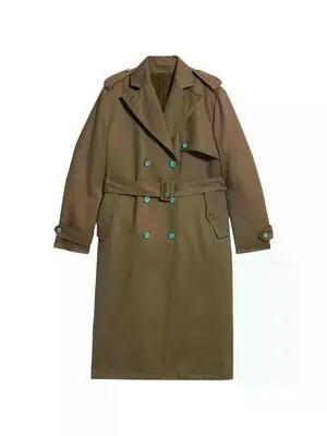 FORTELA Double-breasted Belted Trench Coat - Green