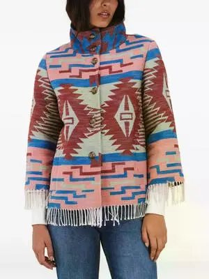 FORTELA Fringed Geometric Cotton Jacket