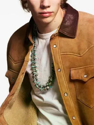 FORTELA Leather Shirt Jacket - Brown