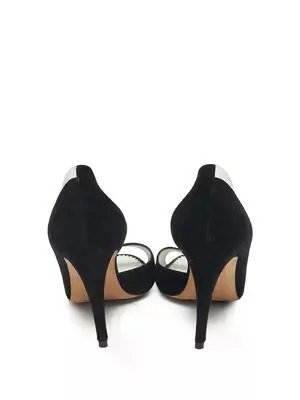 Manolo Blahnik Suede Open Toe Pumps