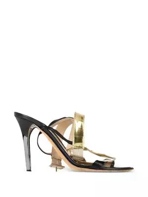 JIMMY CHOO And Gold T-strap Stiletto Heeled Sandals