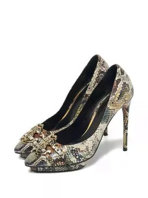 Roberto Cavalli Python-embossed Platform Pumps